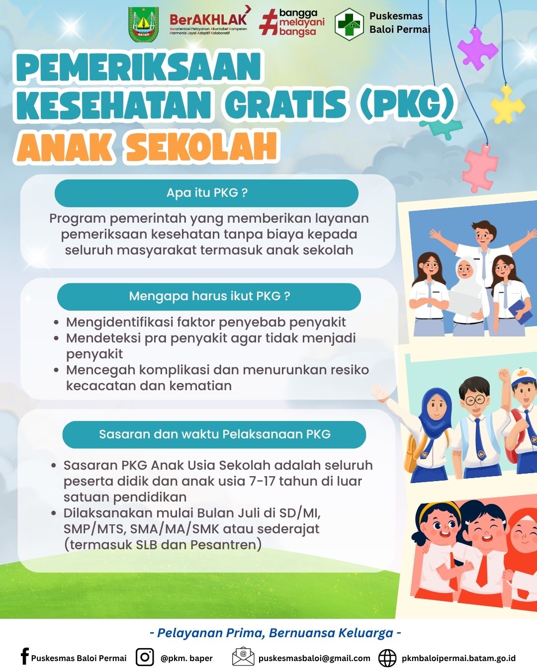 Pemeriksaan Kesehatan Gratis (PKG) Anak Sekolah – PUSKESMAS BALOI PERMAI